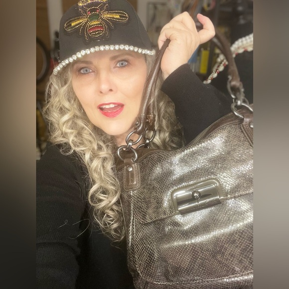 Coach | Bags | Coach Kristin Style 837 Brown Python Embossed Leather ...